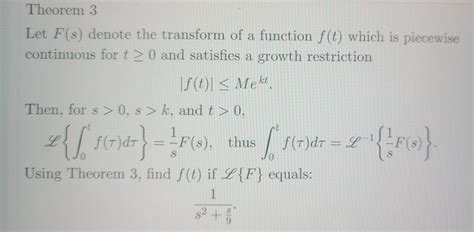 solved let f s denote the transform of a function f t
