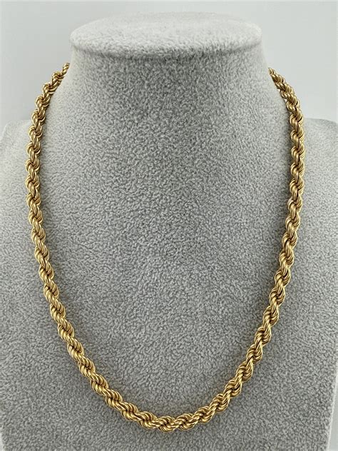 18k Gold Rope Chain 750 Stamp 18in 202g 5mm Gem