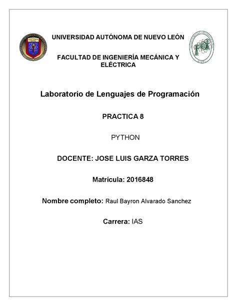 Practica 8 Lenguajes Deprogramacion Ejercicios De Lenguajes De