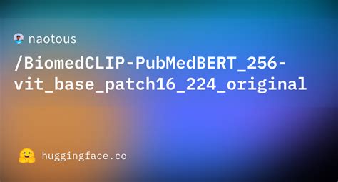 Naotousbiomedclip Pubmedbert256 Vitbasepatch16224original