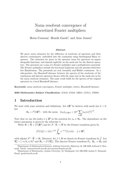 Pdf Norm Resolvent Convergence Of Discretized Fourier Multipliers