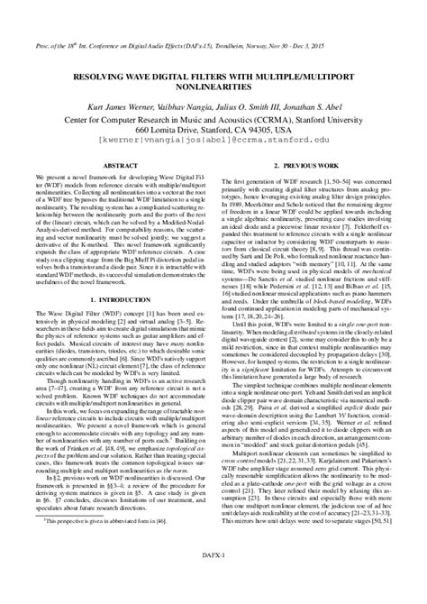 Pdf Resolving Wave Digital Filters With Multiplemultiport Nonlinearities