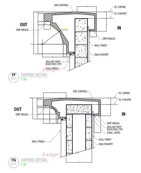 2d Design Of Coping Detail In Autocad Drawing Dwg File Cad File