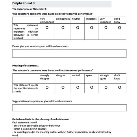 Desirable Criteria And Example Of Two Questions From Delphi Round 3