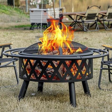 Panovue 35 Inch Wood Burning Fire Pit With Bbq Grill