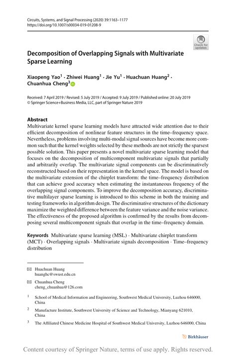 Decomposition Of Overlapping Signals With Multivariate Sparse Learning