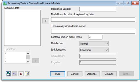 Screening Tests Generalized Linear Models Genstat V