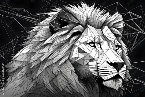 White Lion Sketch White Lion Digital Wallpaper Geometry Wireframe