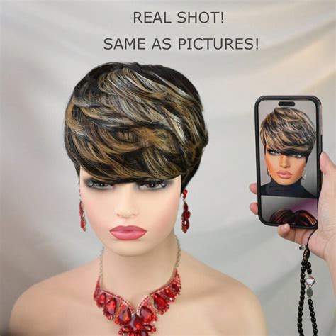 Elegant Pixie Cut Wig For Women 200 Density 1b27613 Color Short