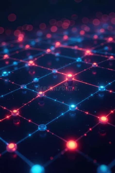 Abstract Glowing Network Nodes And Lines Forming A Futuristic Digital Communication Grid