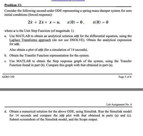 Solved Consider The Following Second Order Ode Representing
