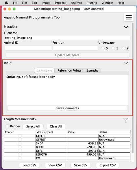 Input Panel Aquatic Mammal Photogrammetry Tool