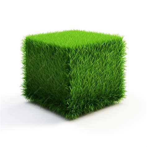 Premium Photo Grass Cube Isolated On White Background 3d Rendering