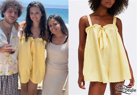 Selena Gomez Yellow Romper Fashnfly