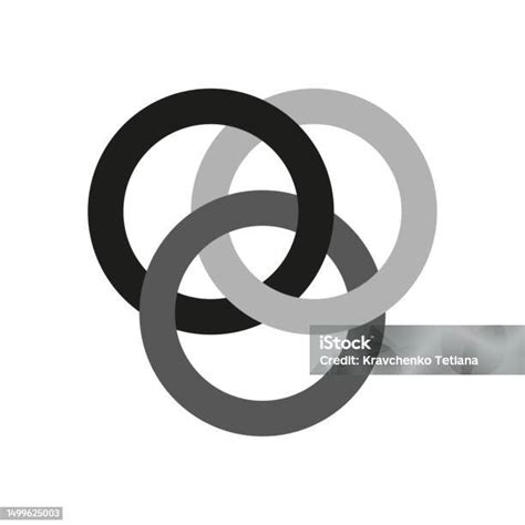 연동 원의 아이콘입니다 필터 보로미안 링 트리니티 Unity 개념입니다 연결 기호 3개의 연동 링 벡터 그림입니다 스톡 이미지