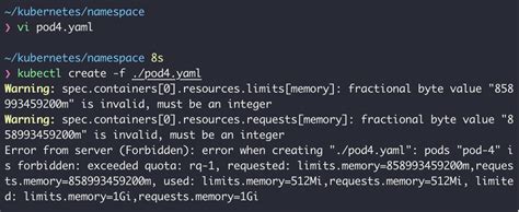 Kubernetes Namespace ResourceQuota LimitRange