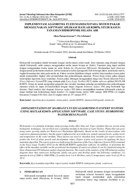 pdf implementasi algoritma fuzzi mamdani pada sistem pakar