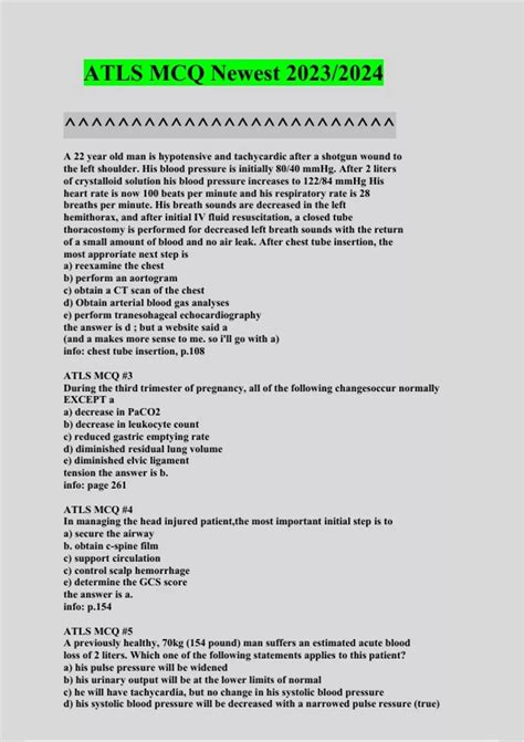 Atls Mcq Newest 2023 Questions And Answers Atls Stuvia Us