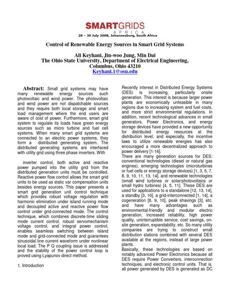 control of renewable energy sources in smart grid systems pdf