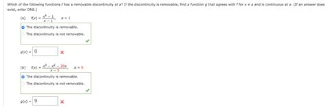 Solved Which Of The Following Functions F Has A Removable