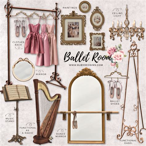2024 05 Ballet Room 模擬市民 4 芭蕾物件組 [ruby Red Sims] Sims 4 Sims 4