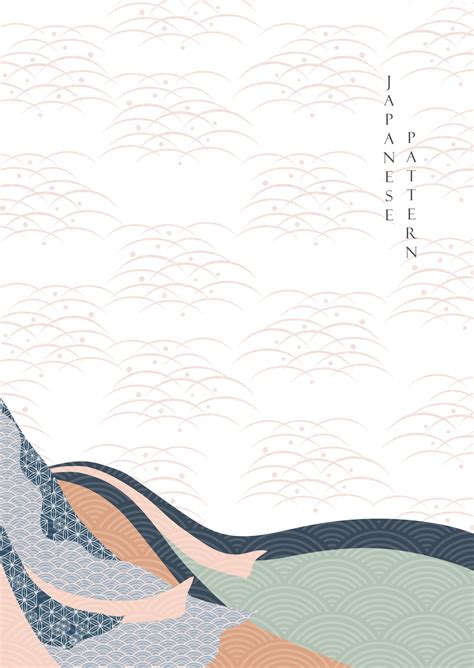 Japanese Pattern With Retro Ribbon Decoration Vector Hand Drawn Wave Elements With Abstract Art