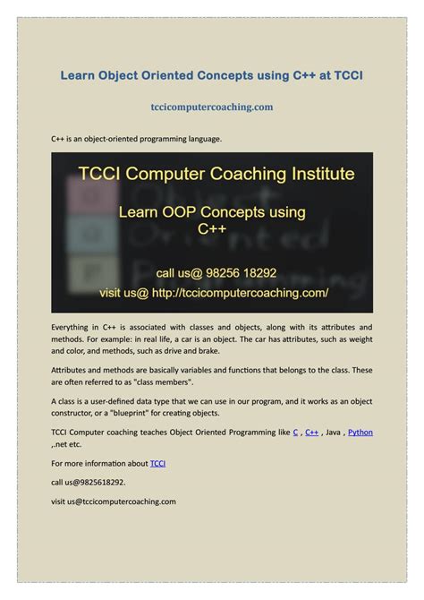 Learn Object Oriented Concepts Using C At Tcci Tccicomputercoaching