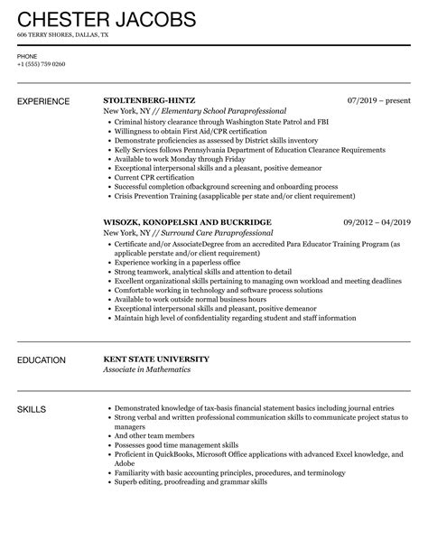 Paraprofessional Resume Template