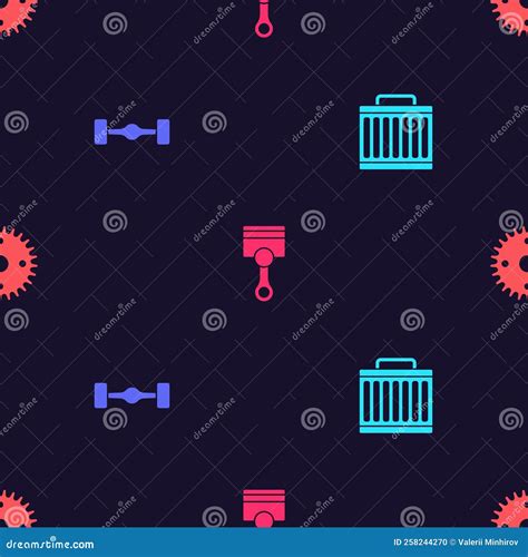 Set Car Radiator Cooling System Chassis Car Engine Piston And Gear On