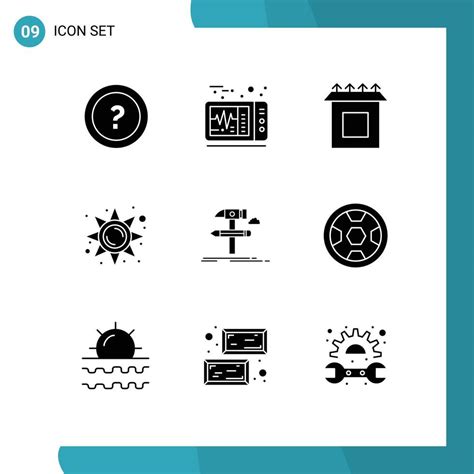 Mobile Interface Solid Glyph Set Of 9 Pictograms Of Develop Build Box