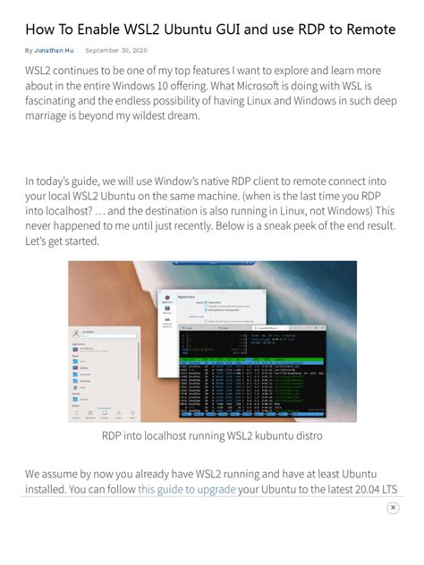 How To Enable Wsl2 Ubuntu Gui And Use Rdp To Remote Pdf Remote