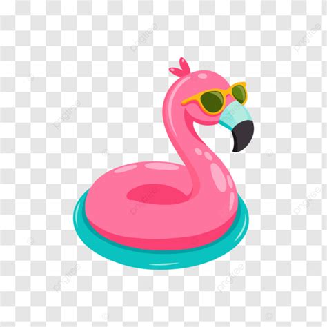 Flamingo Inflatable Float With Sunglasses Perched On Its Beak Vector