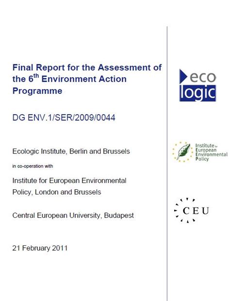 Assessment Of The 6th Environment Action Programme Ecologic Institute