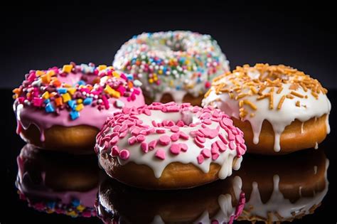 Premium Photo Gourmet Donuts With Vibrant Icing