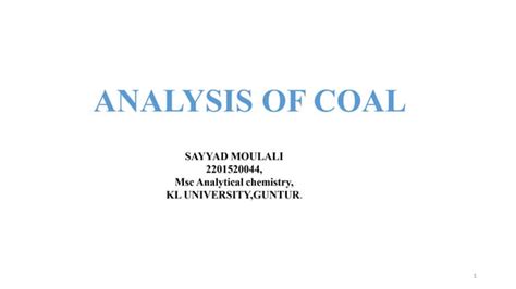 Proximate And Ultimate Analysis Of Coal Pptx