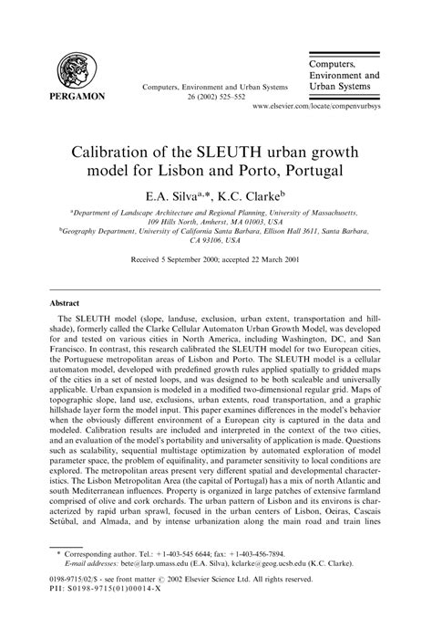 Pdf Calibration Of The Sleuth Urban Growth Model Forlisbon And Porto