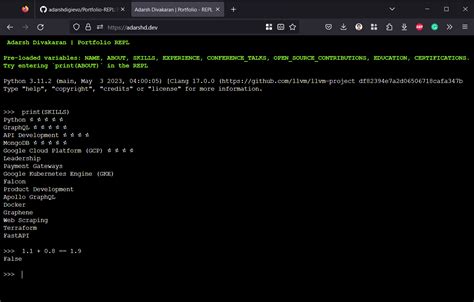 building a python repl themed portfolio website blog adarsh divakaran