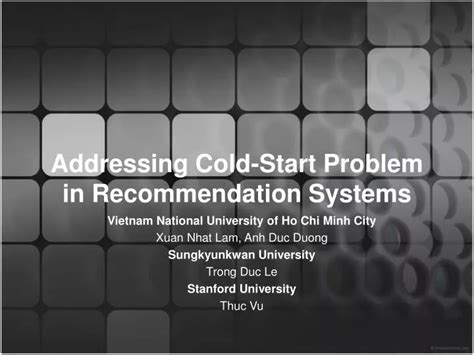 Ppt Addressing Cold Start Problem In Recommendation Systems
