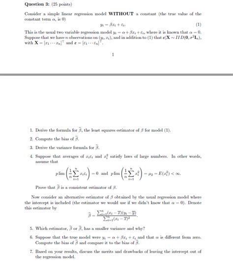 solved question 3 25 points consider a simple linear