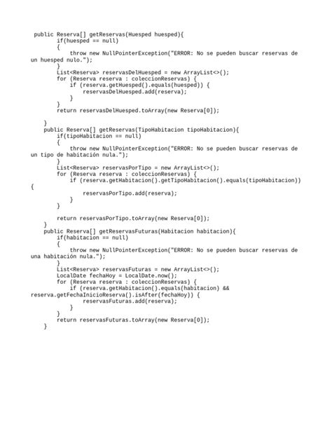Reservas Con Arraylist Pdf