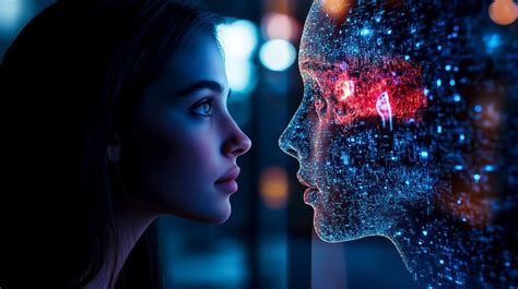 Futuristic Concept of Human AI Interaction with Neural Networks Visualizing Digital Intelligence ...