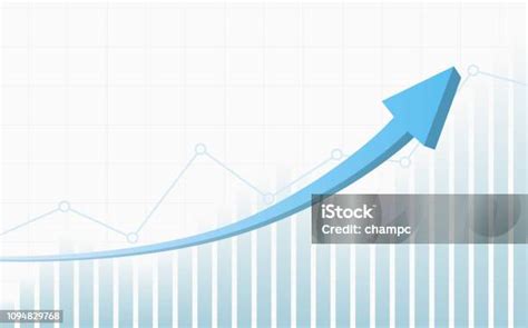 3d 파란색 상승 경향 라인 화살표와 그래프 주식 시장으로 흰색 배경에 추상 금융 차트 성장 개념에 대한 스톡 벡터 아트 및