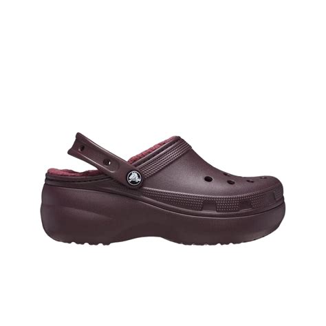 W 크록스 클래식 플랫폼 라인드 클로그 다크 체리 Crocs Kream