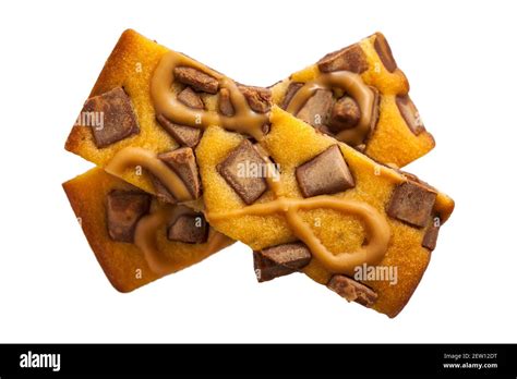 Cadbury Dairy Milk Caramel Cake Slices Isolated On White Background