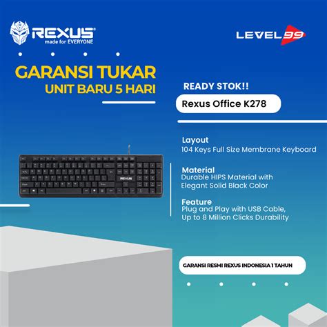 Jual Rexus Keyboard Office Membrane K278 Shopee Indonesia