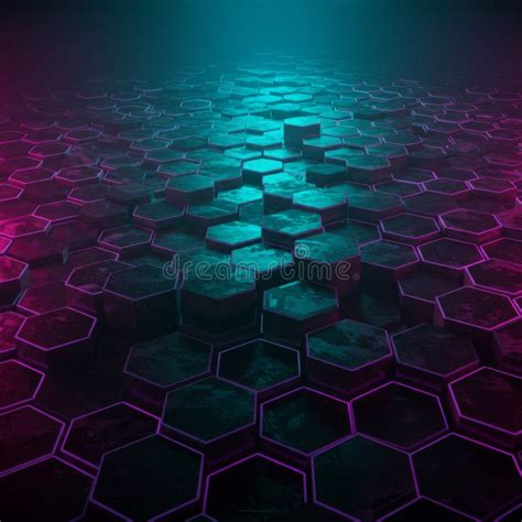 Abstract 3d Hexagon Pattern With Neon Gradient Stock Illustration Illustration Of Gradient