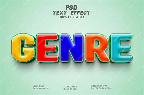 Premium Psd A Colorful Text Effect With The Word Genre On It