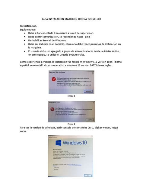 Guia Instalacion Matrikon Opc Ua Tunneller Pdf Usuario Informática Windows 10