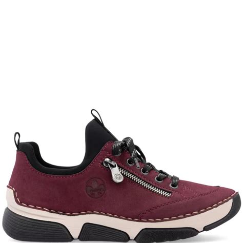 Rieker Womens Zip Lace Comfort Shoe Red Multi Paul Byron Shoes