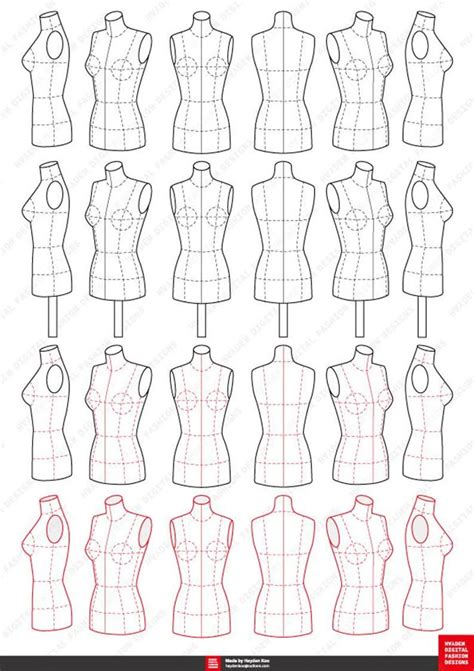 Mannequin For Sewing And Modeling Front Back And Side Black Outline